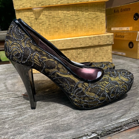 Lady Couture NY | Shoes | Lady Couture Lace And Gold Heels Model Lovely ...